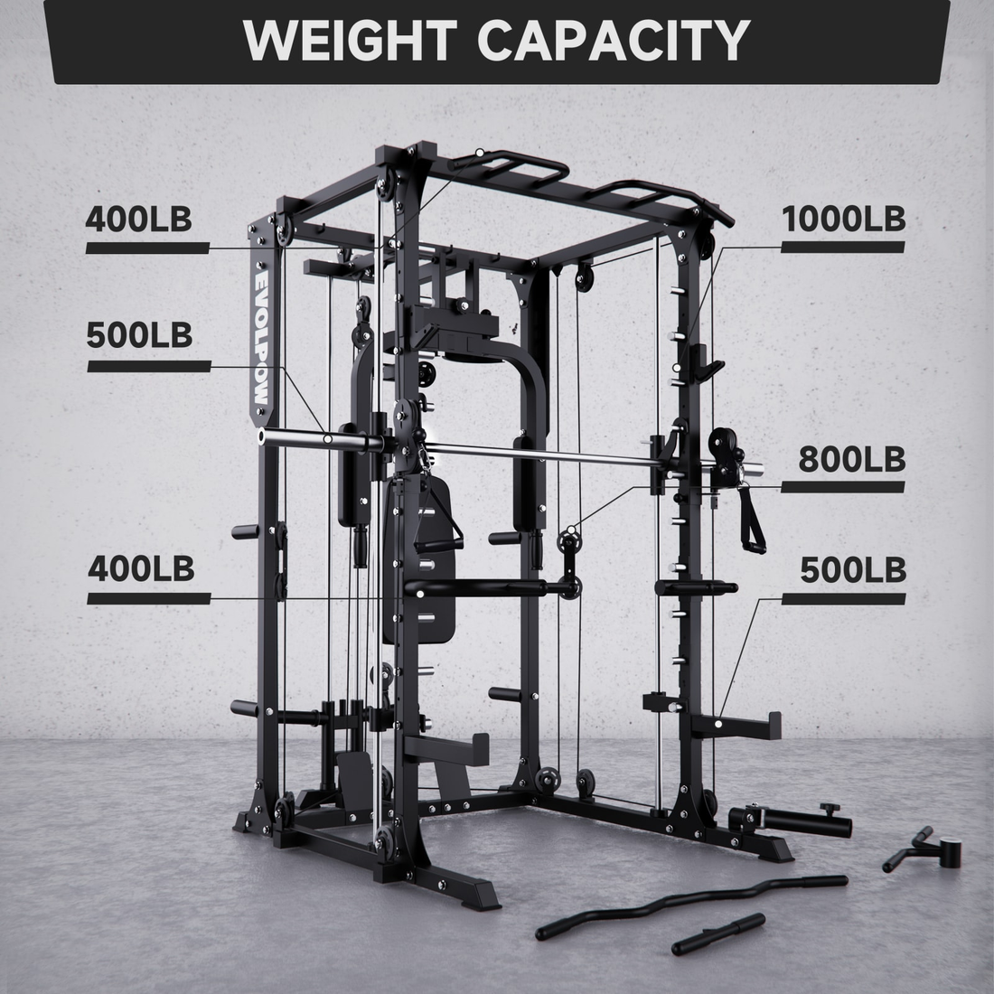 EVOLPOW M2A Brute All-in-One Smith Machine Home Gym – Evolpow Fitness