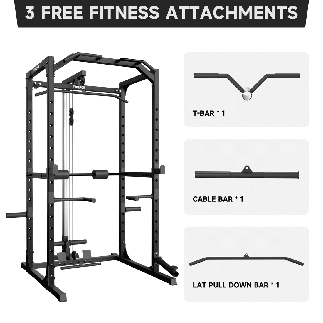 EVOLPOW P2A Brute All-in-One Power Rack Home Gym - For Beginner ...