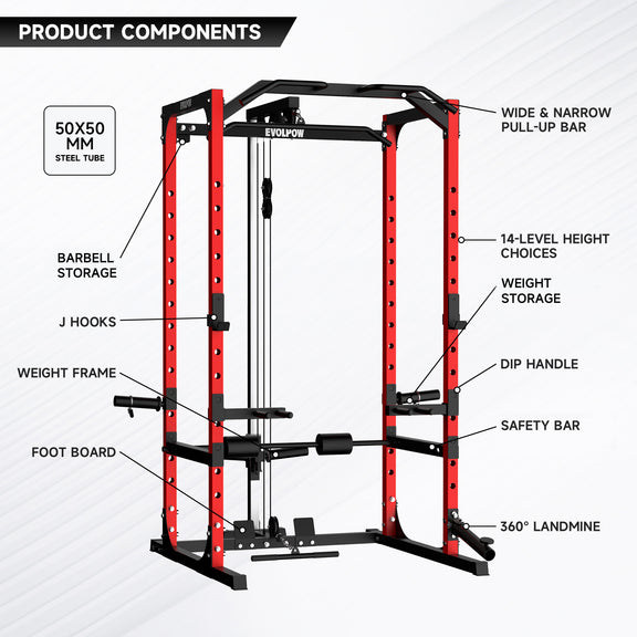 EVOLPOW P2A Brute All-in-One Power Rack Home Gym - For Beginner ...