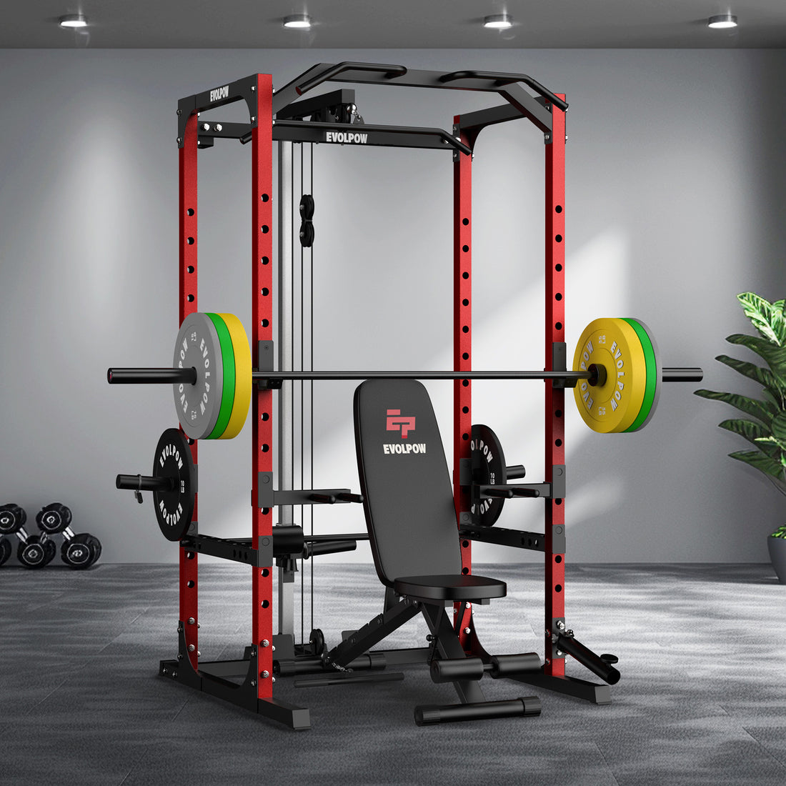 EVOLPOW P2A Brute All-in-One Power Rack Home Gym - For Beginner ...