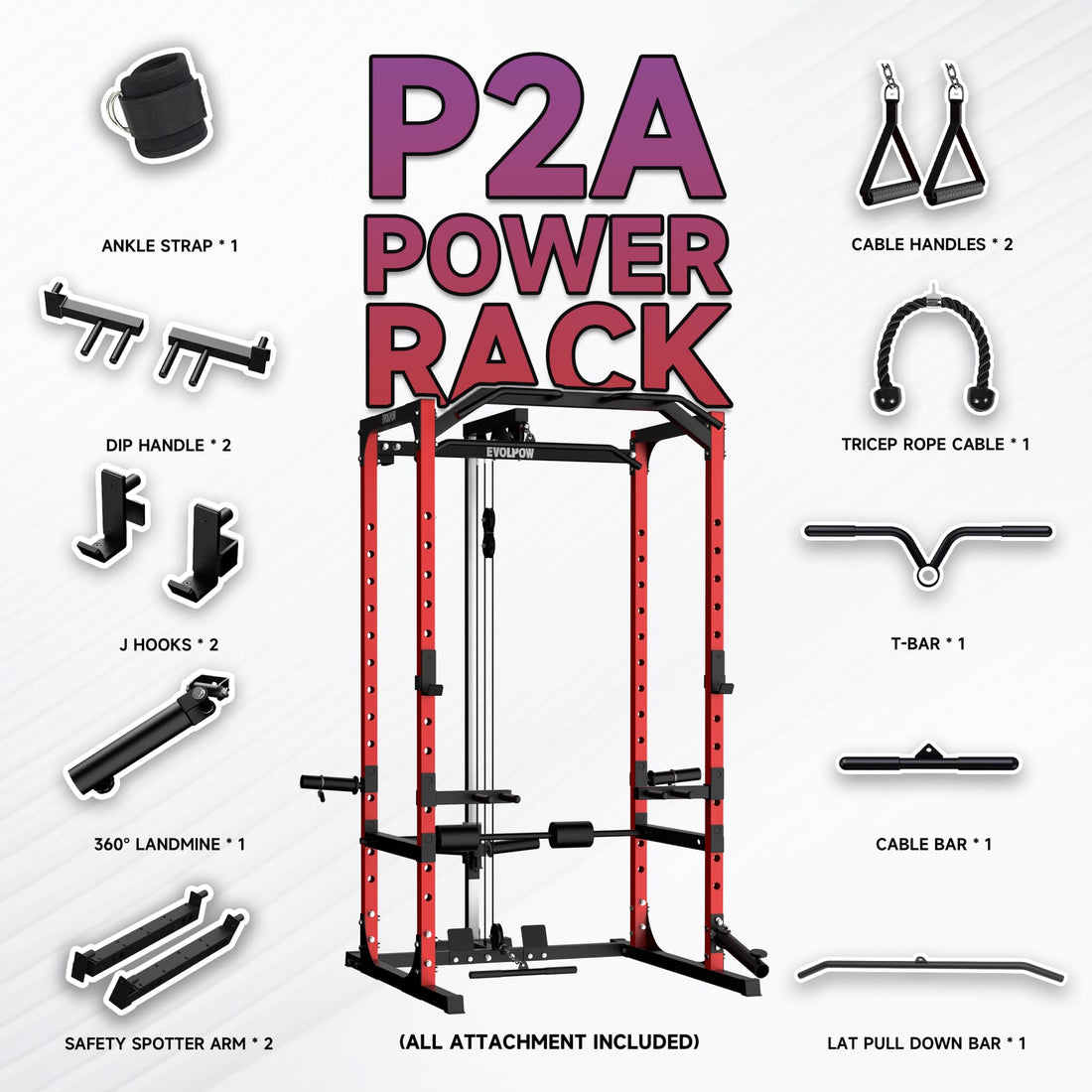EVOLPOW P2A Brute All-in-One Power Rack Home Gym - For Beginner ...
